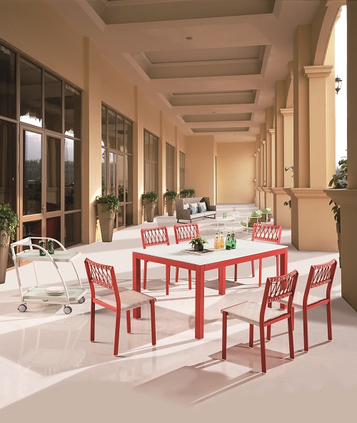 Hyacinth Modern Outdoor Dining Set For 6 With Armless Chairs - Icon ...